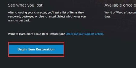 How Do I Restore an Item in WoW?